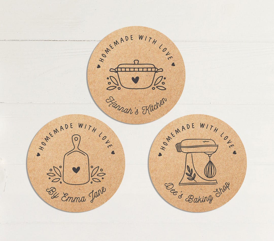 Homemade With Love Kraft Stickers Personalized, Custom Small Business ...