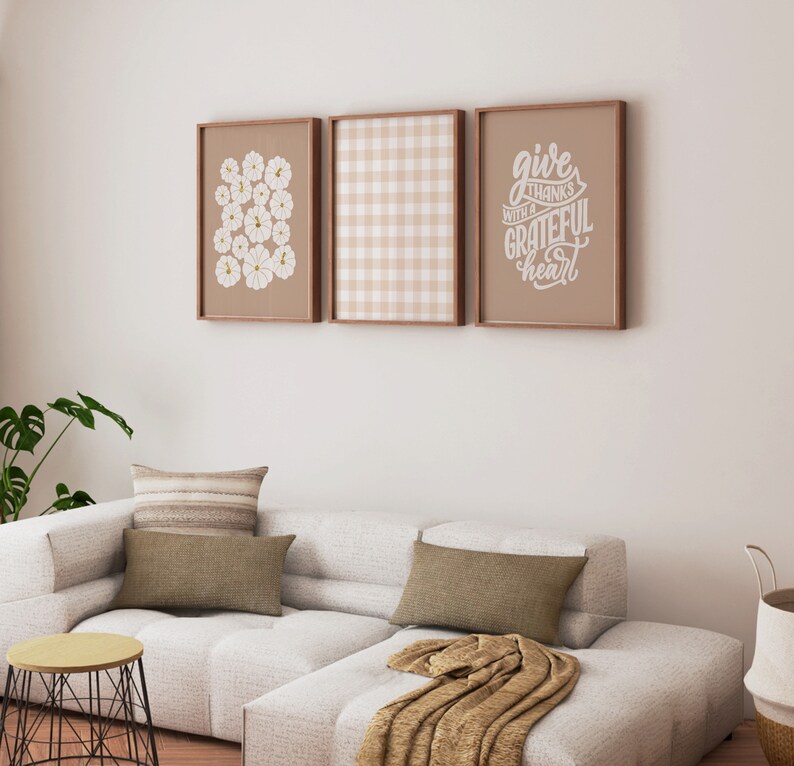 Neutral Thanksgiving Wall Art PRINTABLE, Gold Taupe Pumpkin Print Set ...