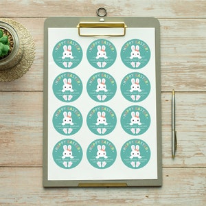 Personalized Easter Bunny Stickers, Colorful Easter Labels for Treat ...