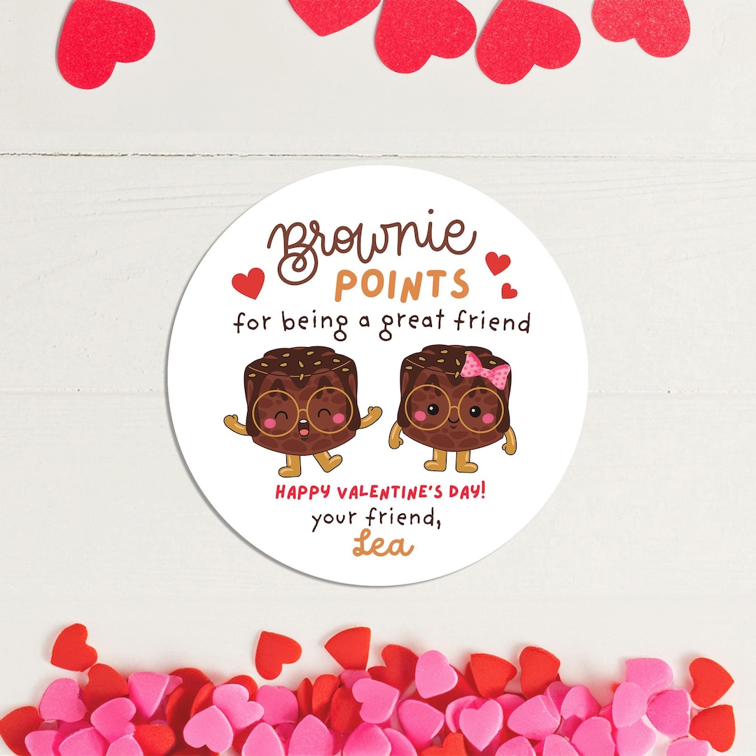 Valentine Brownie Stickers With Name, Personalized Cookie Treat Bag ...