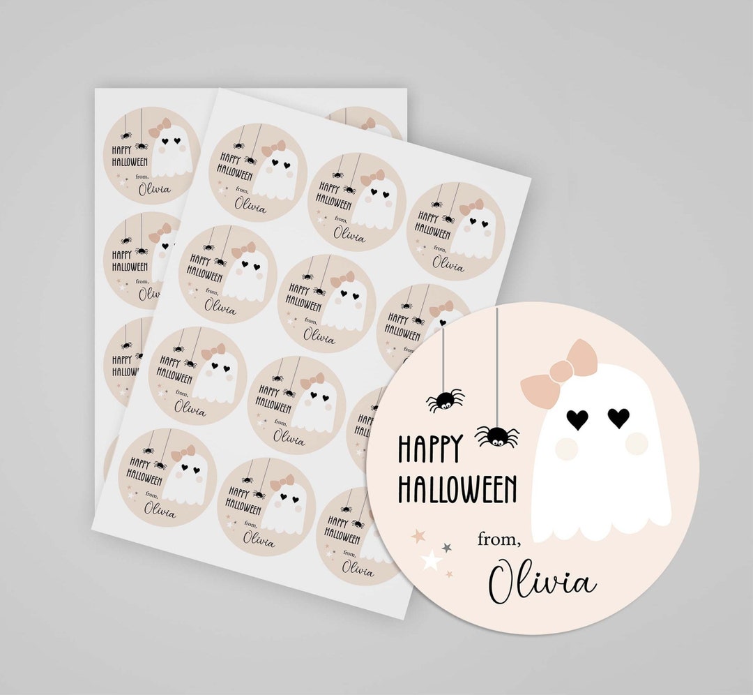 Boho Halloween Stickers With Name, Personalized Trick or Treat Bag ...