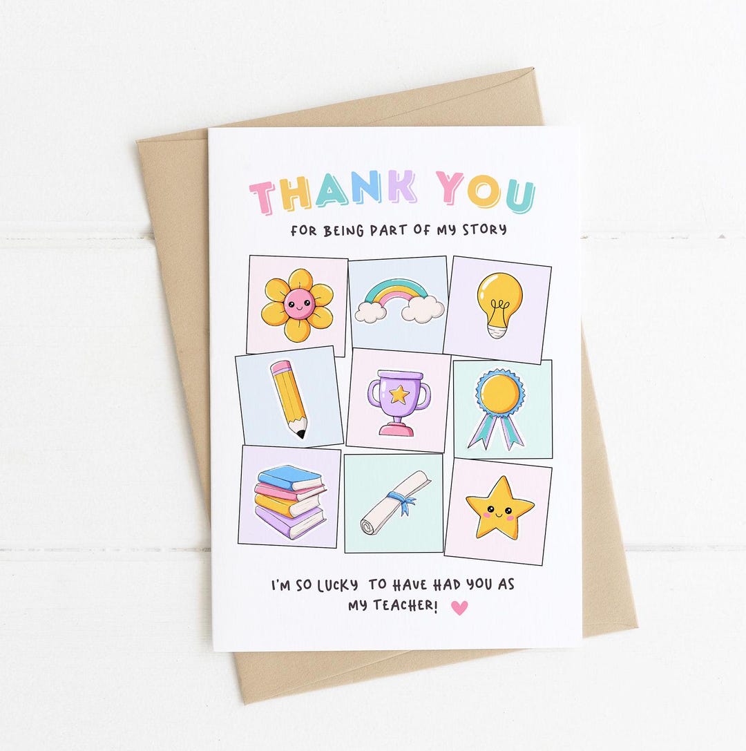PRINTABLE Teacher Appreciation Card, Cute Thank You Teacher Gift ...