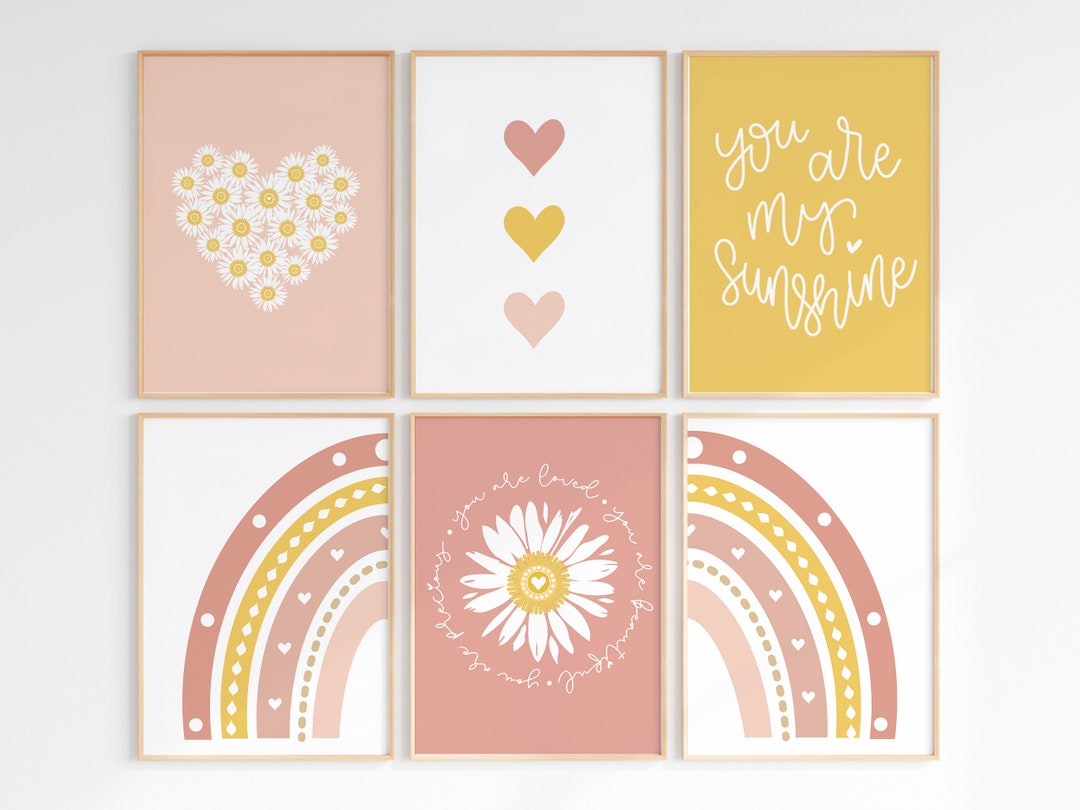 Boho Daisy Wall Art PRINTABLE, Colorful Retro Flower Girl's Room Decor ...