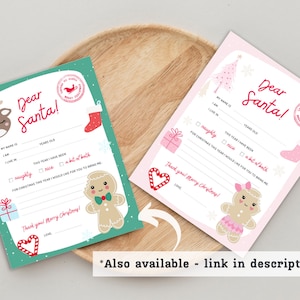 PRINTABLE Dear Santa Letter, Merry Christmas Kids DIY, Girls Christmas ...