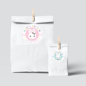 Personalized Easter Bunny Stickers, Pastel Easter Labels for Treat Bags ...