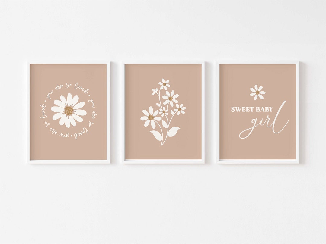Neutral Daisy Nursery Wall Art, You Are so Loved Modern Daisy Decor ...