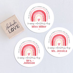 Teacher Valentine Stickers With Name, Personalized Valentine's Day ...
