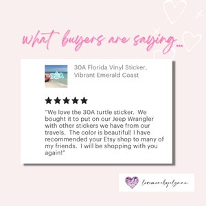 30A Florida Vinyl Sticker, Vibrant Emerald Coast Sunshine State Decal ...