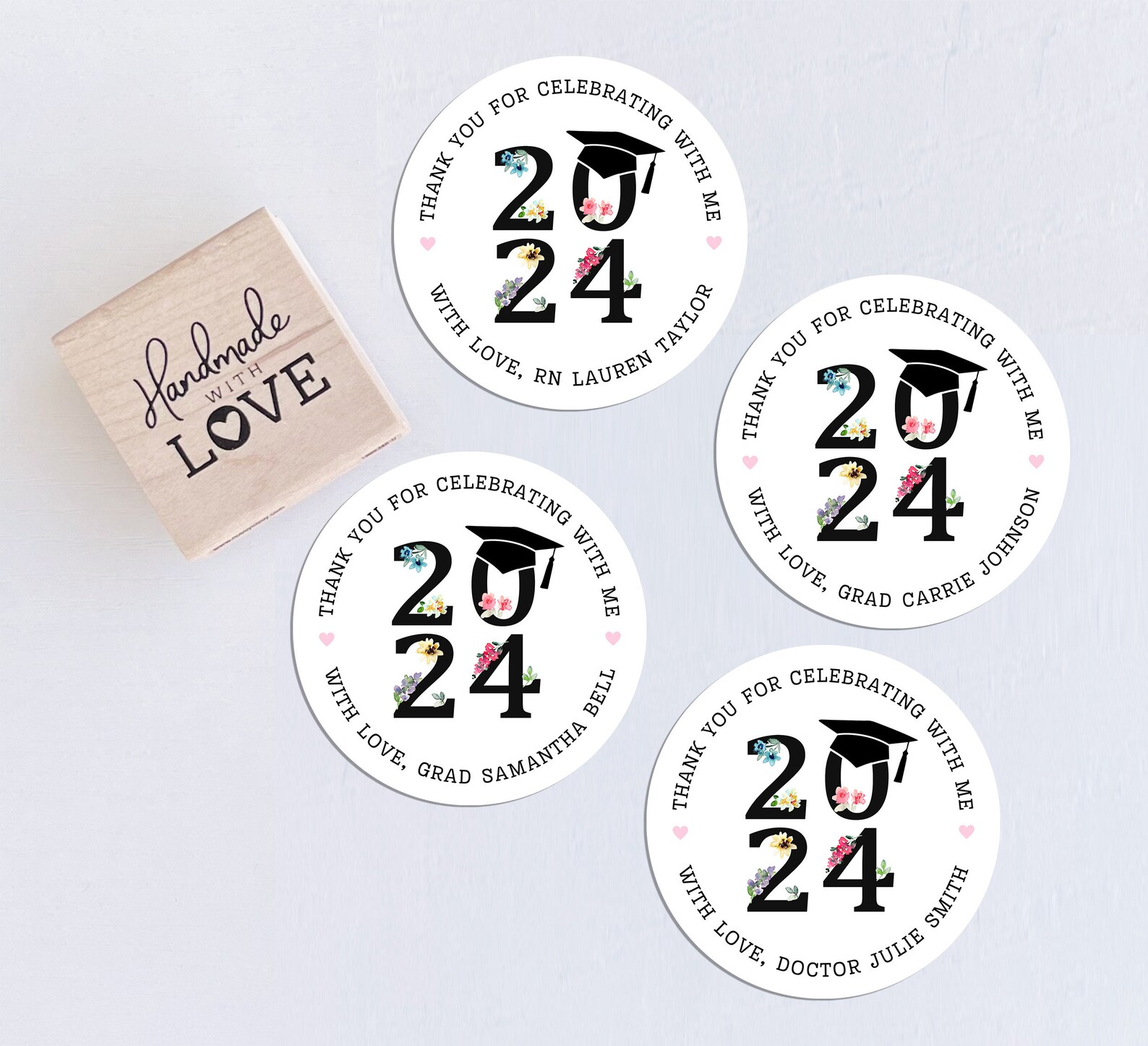 Personalized Graduation Labels, Custom Wildflower Round Stickers ...