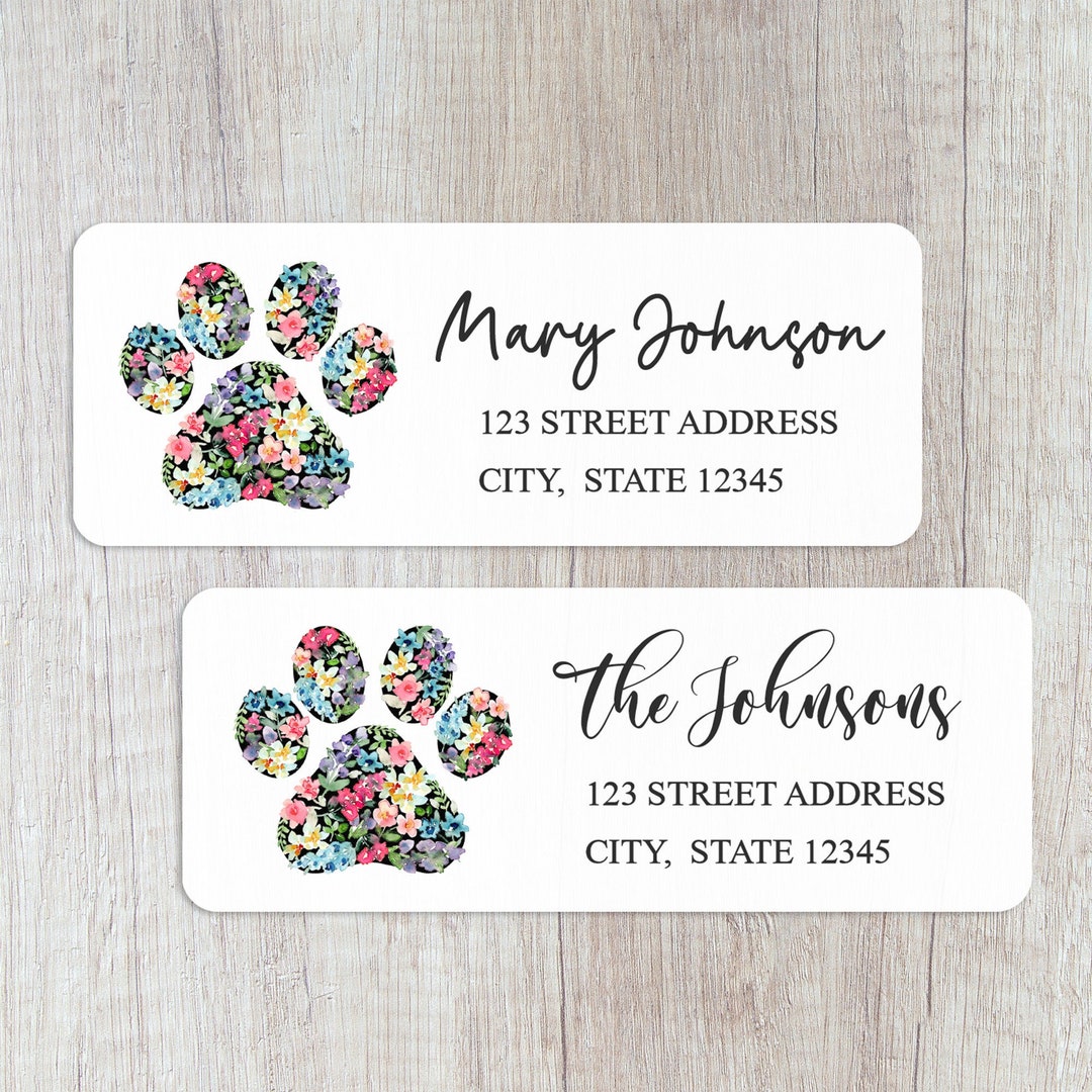 Dog Paw Return Address Labels, Personalized Puppy Envelope Stickers ...