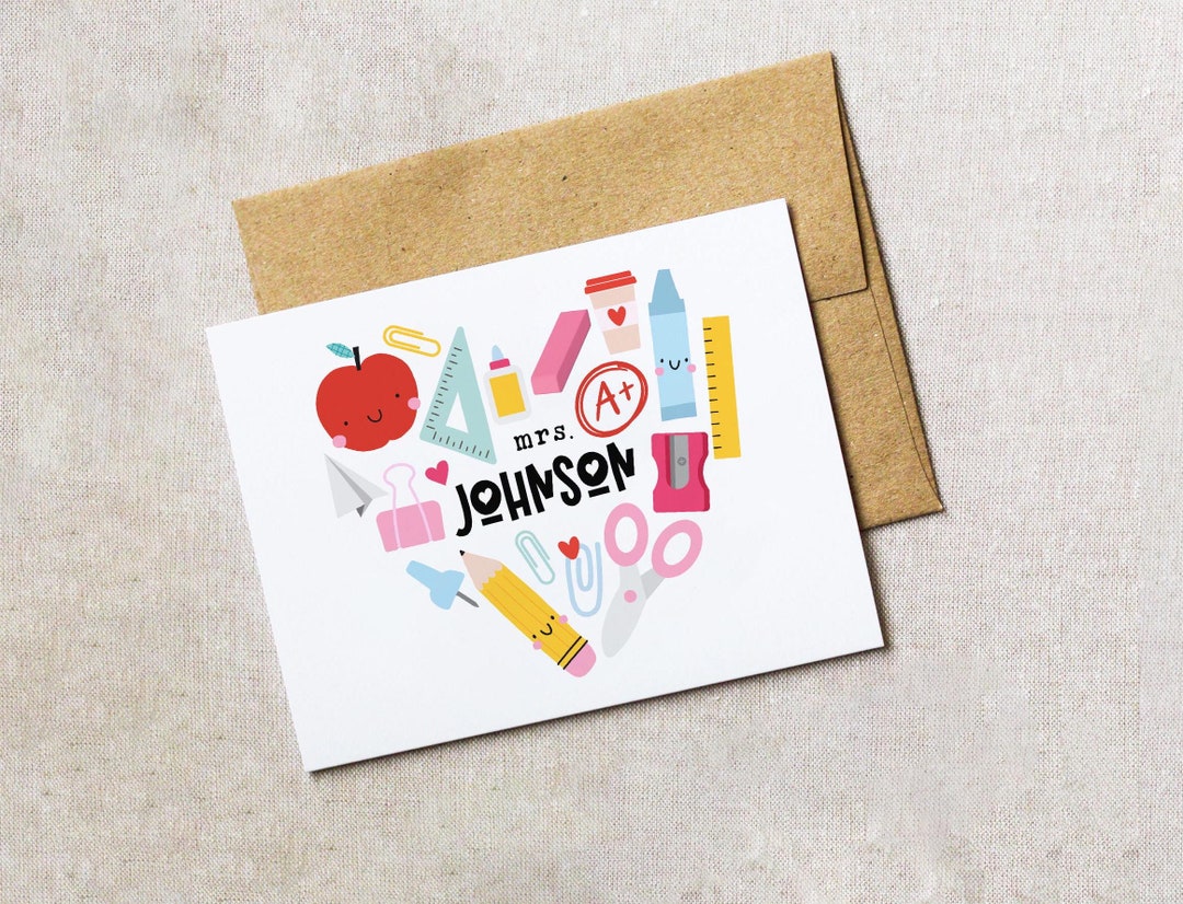 Personalized Teacher Valentine's Card, Custom Teacher Appreciation Gift ...