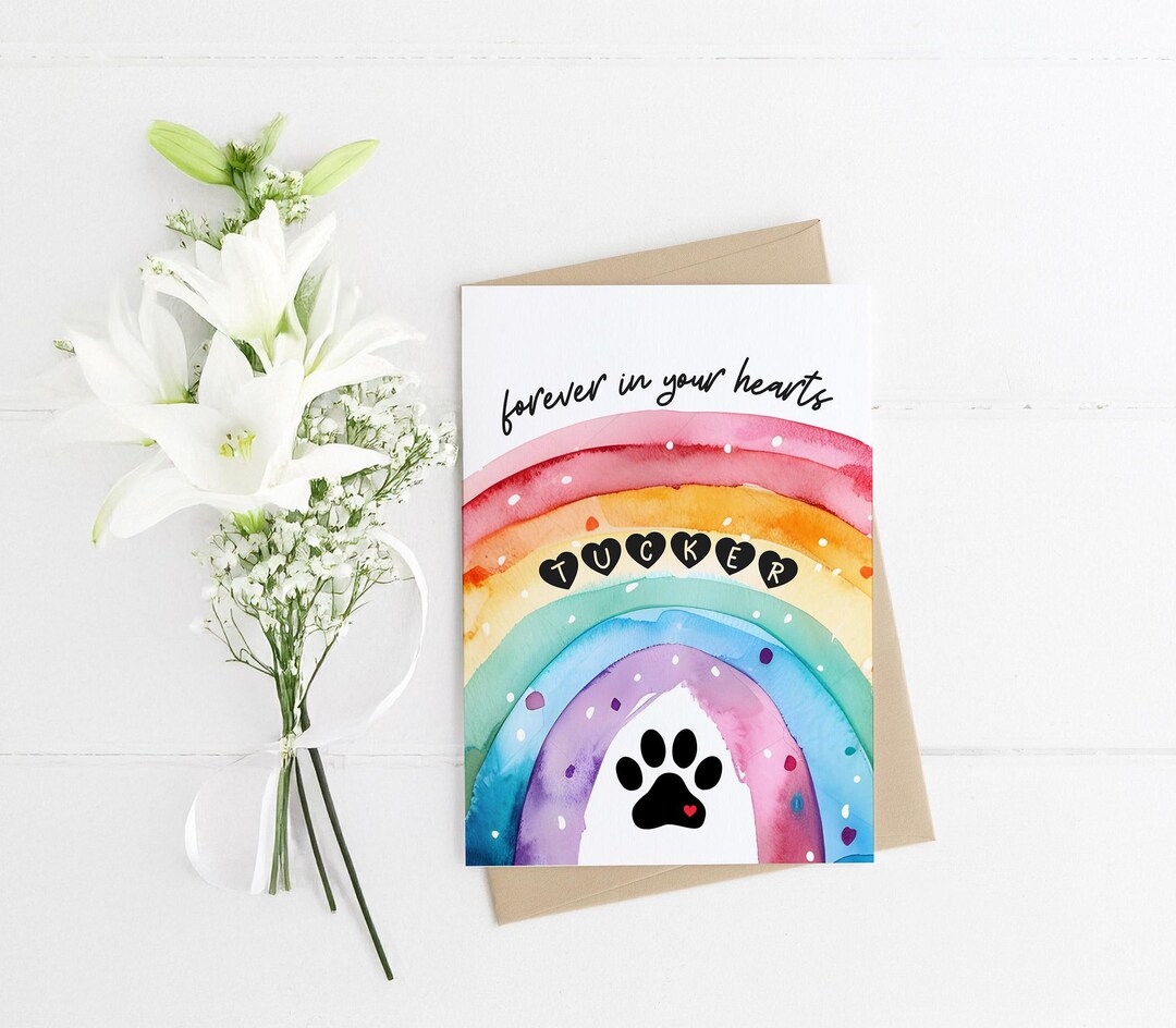 Pet Loss Greeting Card, Personalized Thinking of You, Dog Cat Grief ...