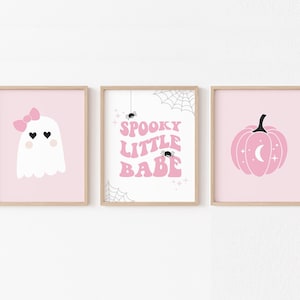 Pink Halloween Nursery Wall Art PRINTABLE, Cute Girls Room Halloween ...