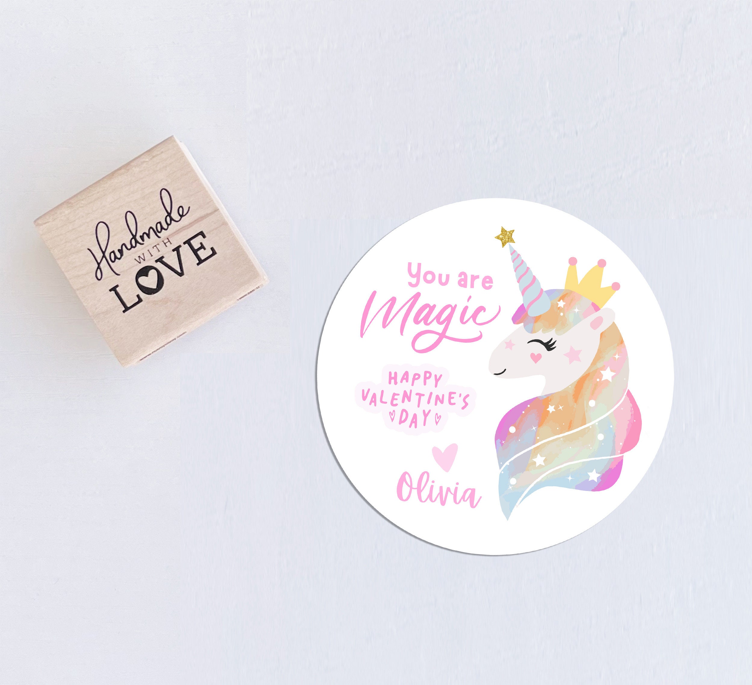 Unicorn Valentine Stickers, Personalized Kids Valentine's Day Tags ...