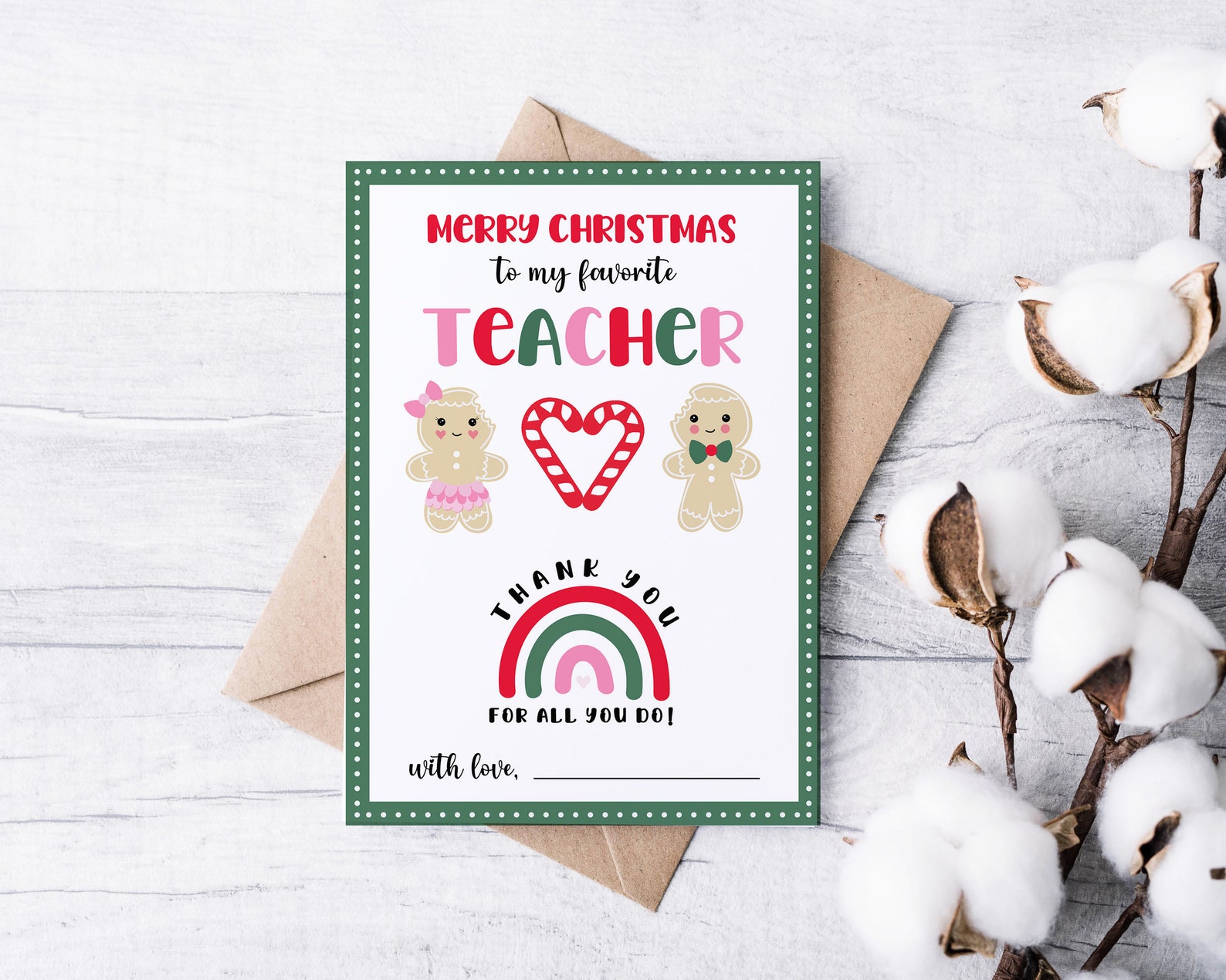 PRINTABLE Christmas Gift Card Holder for Teacher Merry - Etsy
