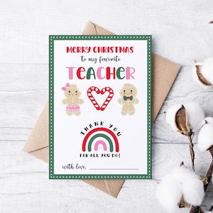 PRINTABLE Christmas Gift Card Holder for Teacher, Merry Christmas Kids ...