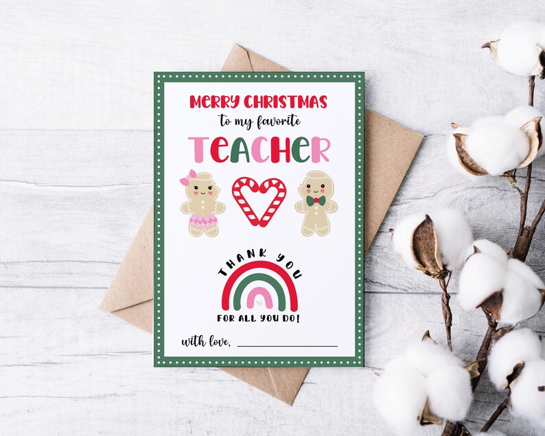 PRINTABLE Christmas Gift Card Holder for Teacher Merry - Etsy