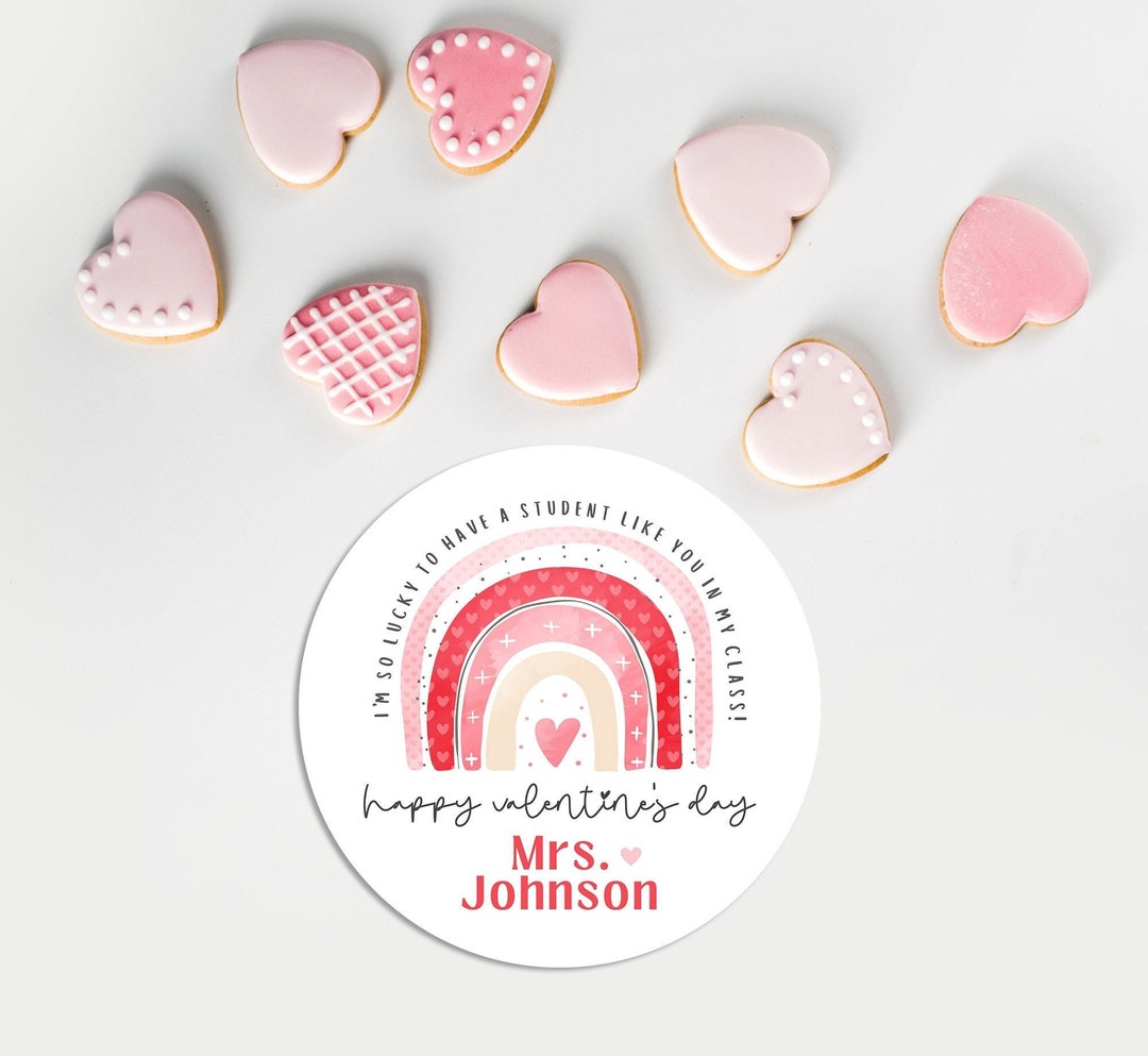 Teacher Valentine Stickers With Name, Personalized Valentine's Day ...