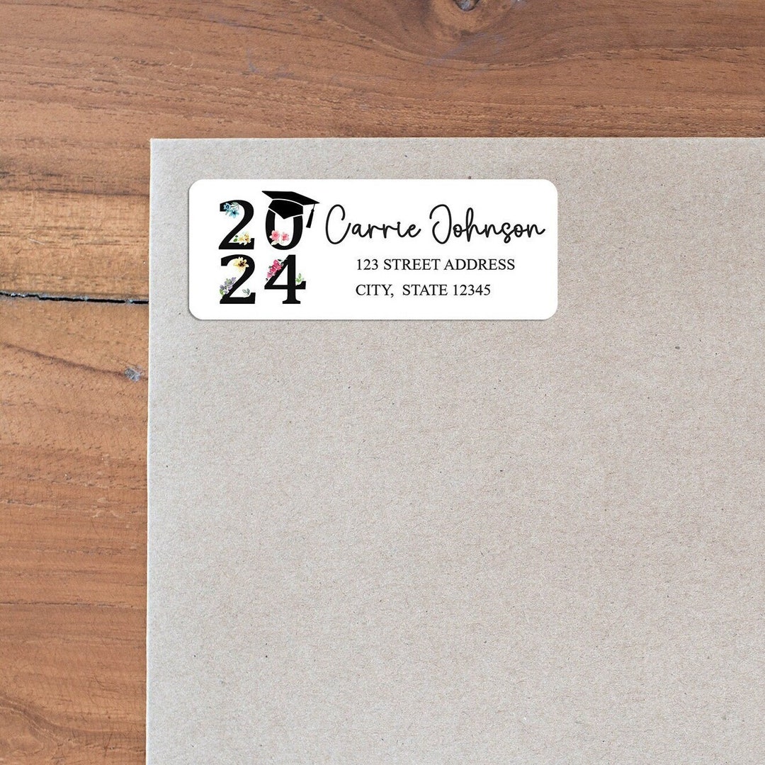 Graduation Return Address Labels, Watercolor Floral Grad Envelope Seals ...