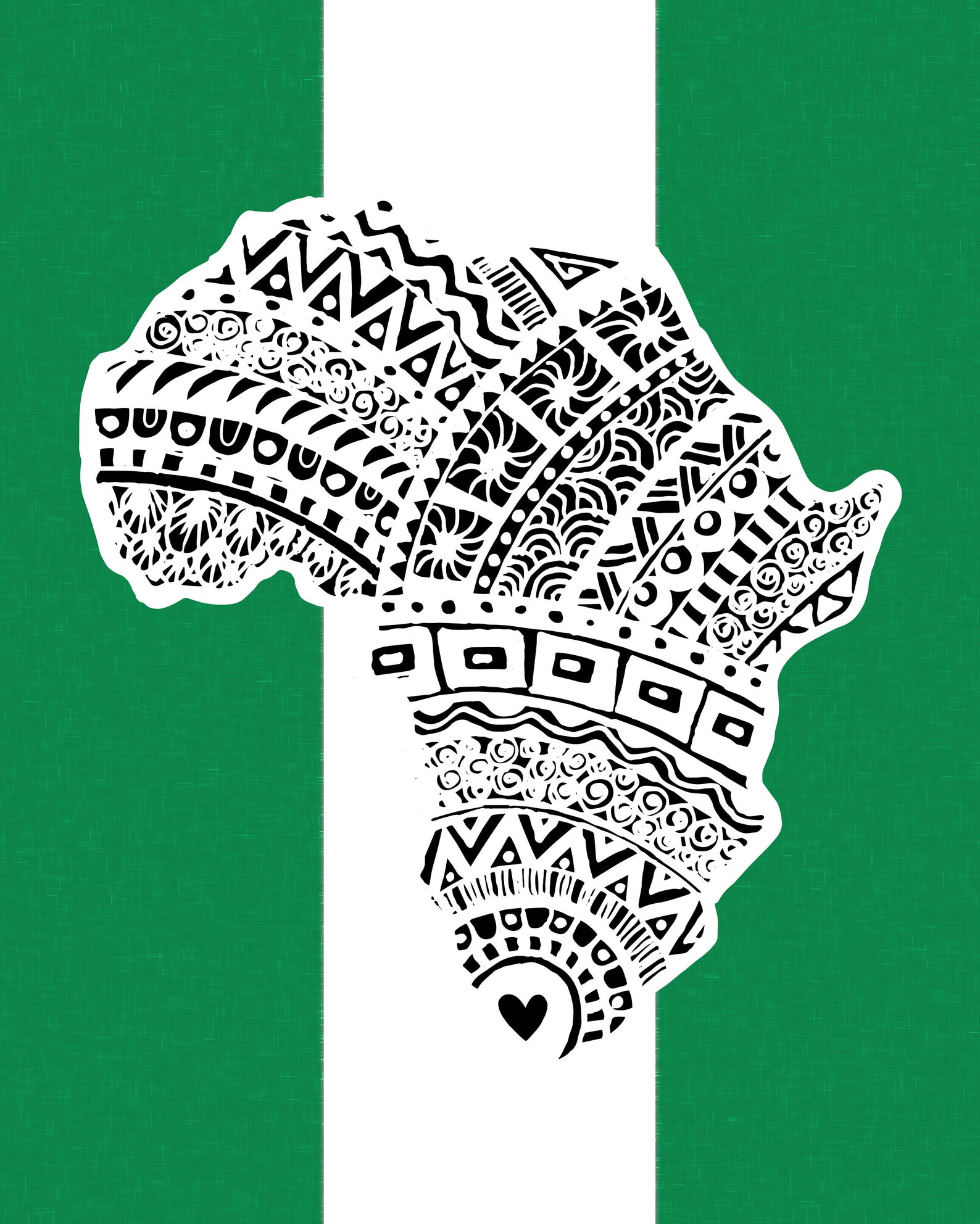 Nigeria Flag Art PRINTABLE African Map Travel Wall Print | Etsy