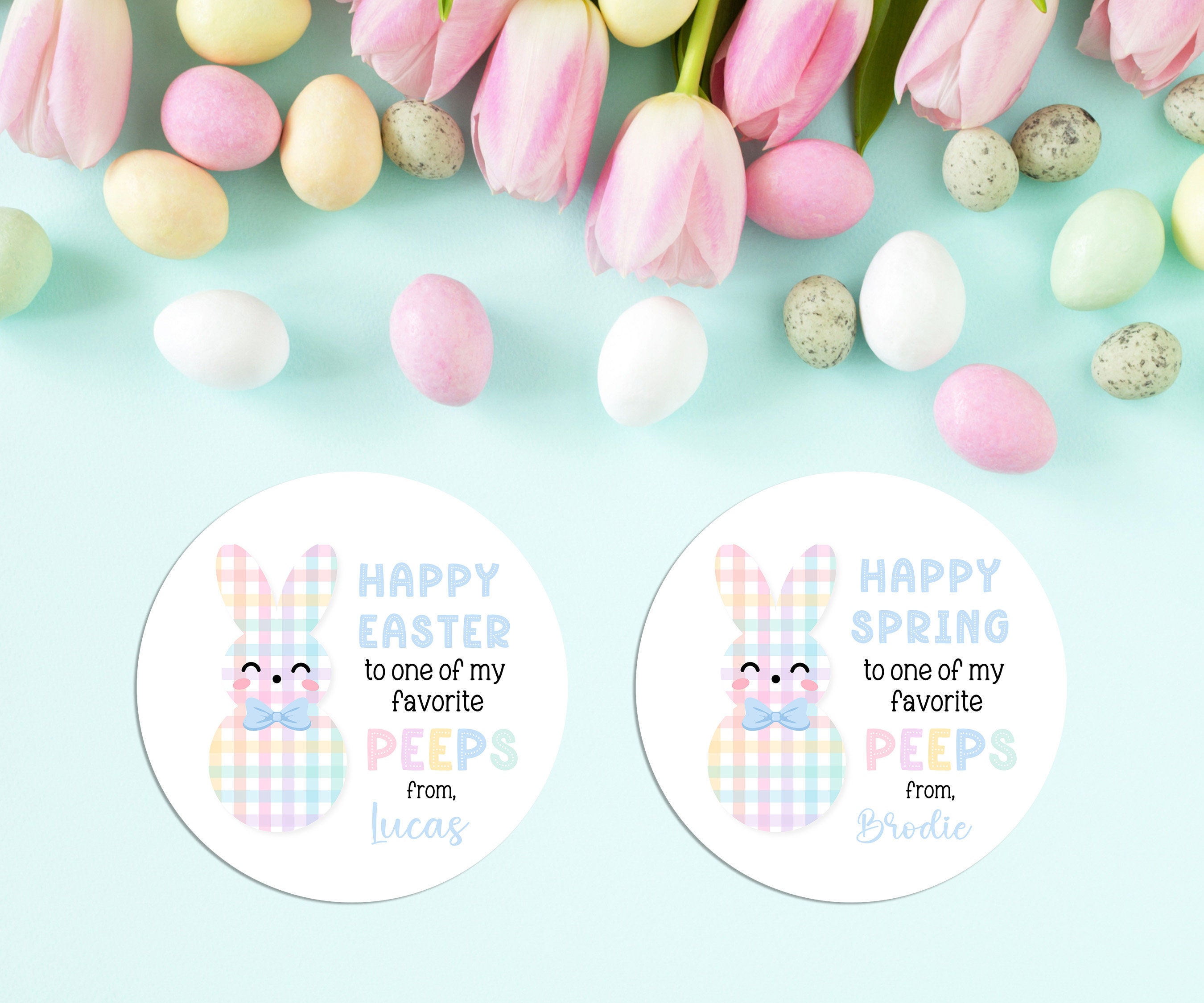 Personalized Easter Bunny Labels, Happy Spring Treat Bag Stickers ...