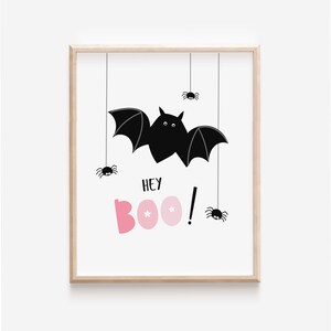 Pink Halloween Nursery Wall Art PRINTABLE, Girls Cat Print Set, Boho ...