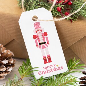 Pink Christmas Gift Tag PRINTABLE, Cute Nutcracker Holiday Labels ...