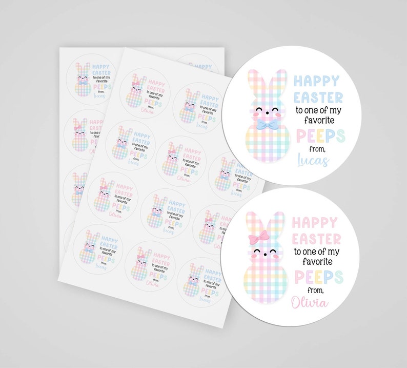 Personalized Easter Bunny Labels, Happy Spring Treat Bag Stickers ...