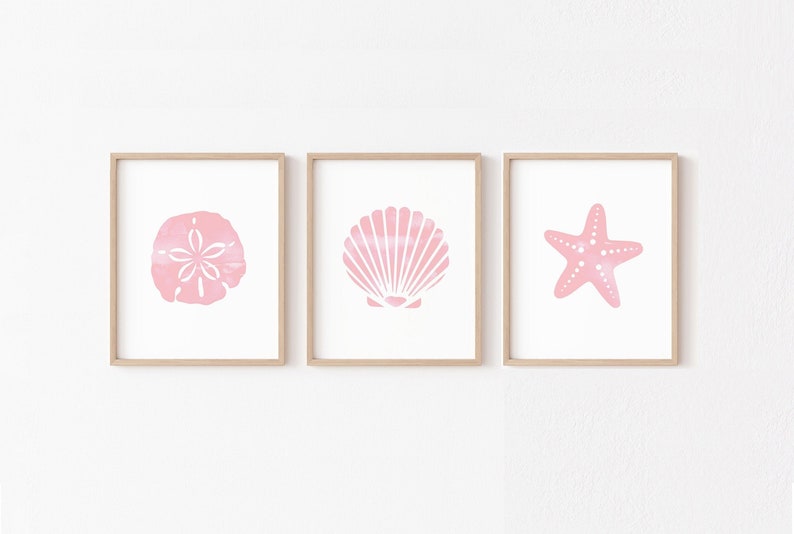 Pink Coastal Nursery PRINTABLE Blush Watercolor Seashell - Etsy