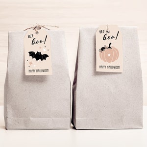 Boho Halloween Gift Tag PRINTABLE, Digital Hey Boo Party Favors, Trick ...