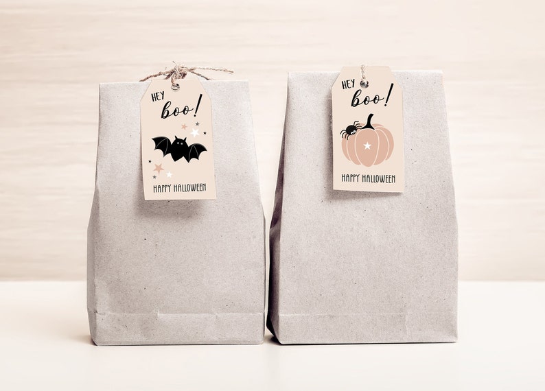 Boho Halloween Gift Tag PRINTABLE Digital Hey Boo Party - Etsy