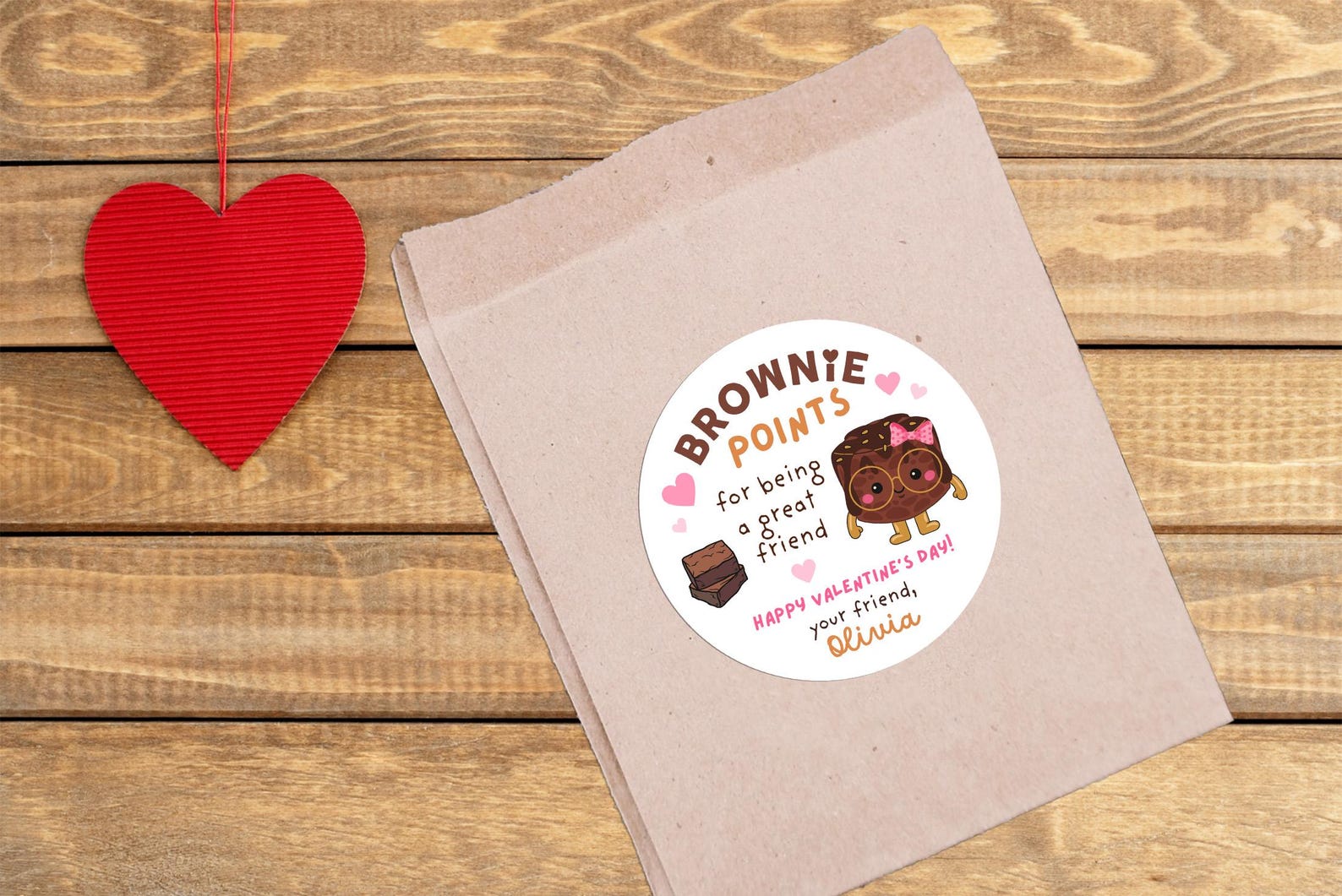 Valentine Brownie Stickers With Name, Personalized Cookie Treat Bag ...