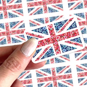 British Flag Stickers, Floral Union Jack Labels, Girly UK Flag Envelope ...
