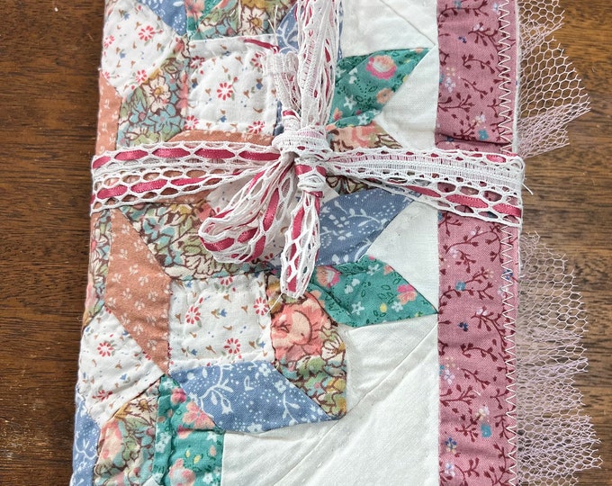 Quilted Fabric Soft Covered Floral Themed Journal With Lace and Ribbon ...