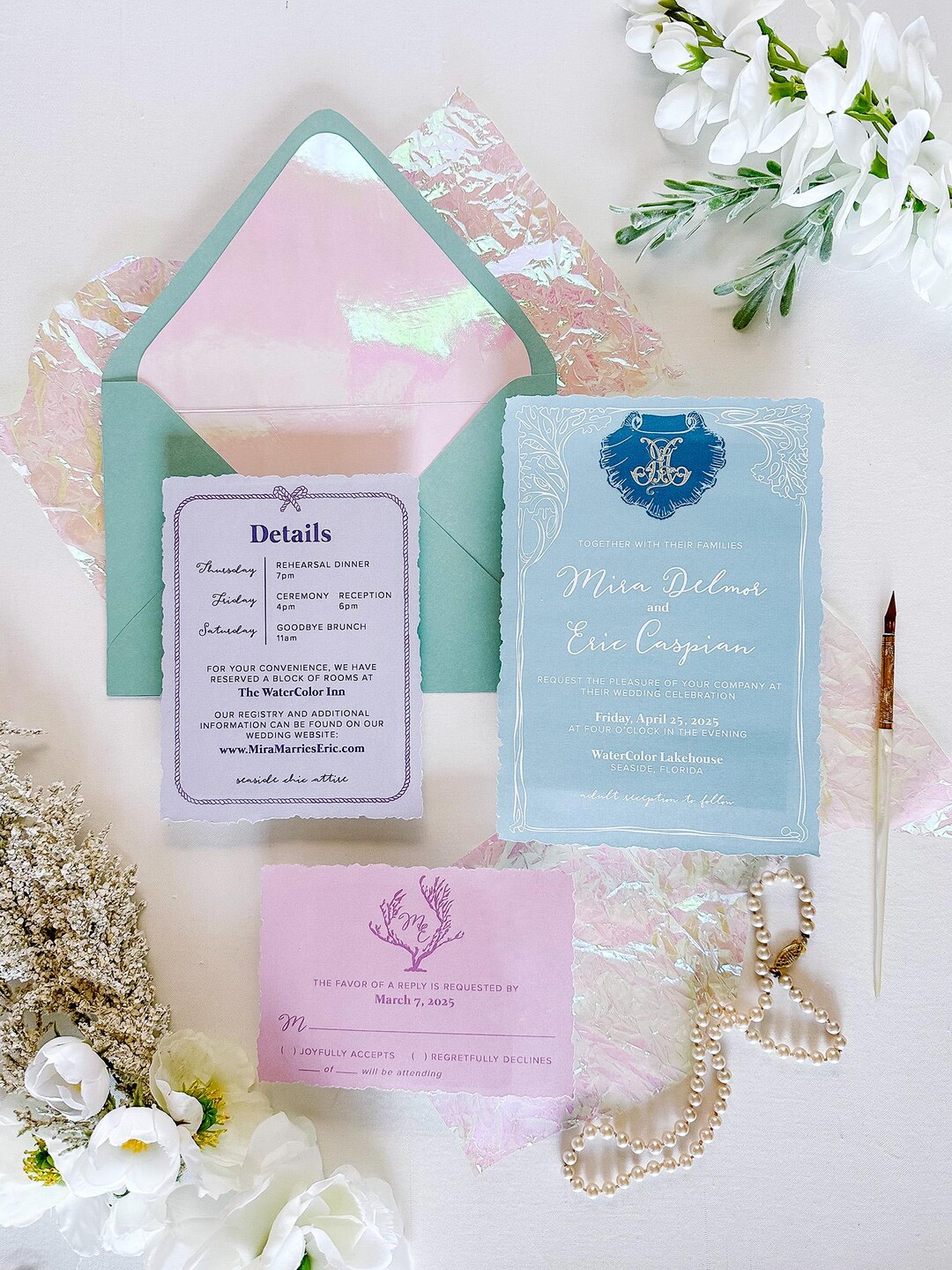 Mermaid Wedding Invitations, Mermaidcore Aesthetic, Ocean Wedding ...