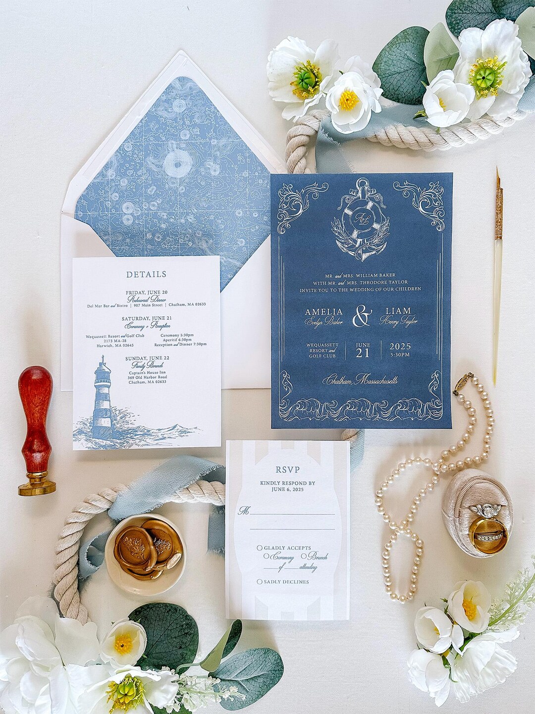 Sailor Chic Wedding Invitations, Fisherman Aesthetic, Ocean Wedding ...
