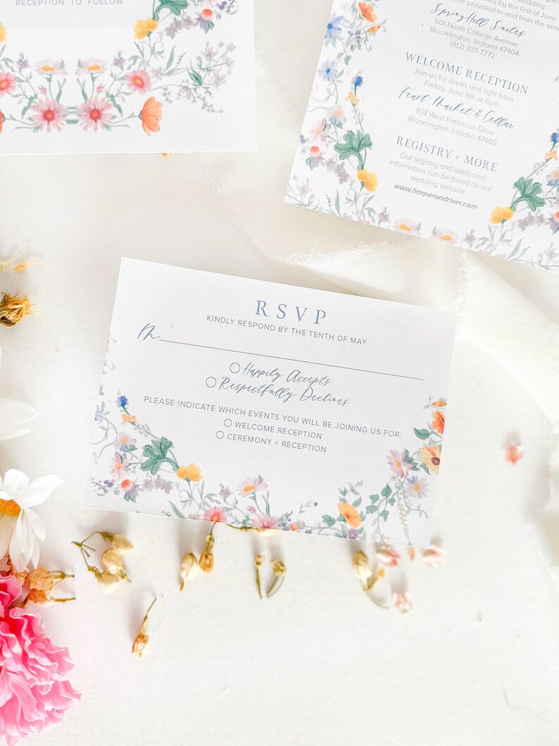 Wildflower Wedding Invitation Suite: Maximalist Garden Design - Etsy