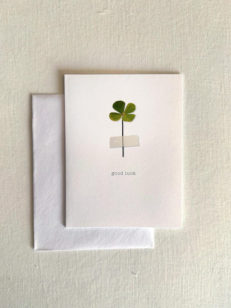 Good Luck Greeting Card, Four Leaf Clover Card, Good Luck, Blank ...