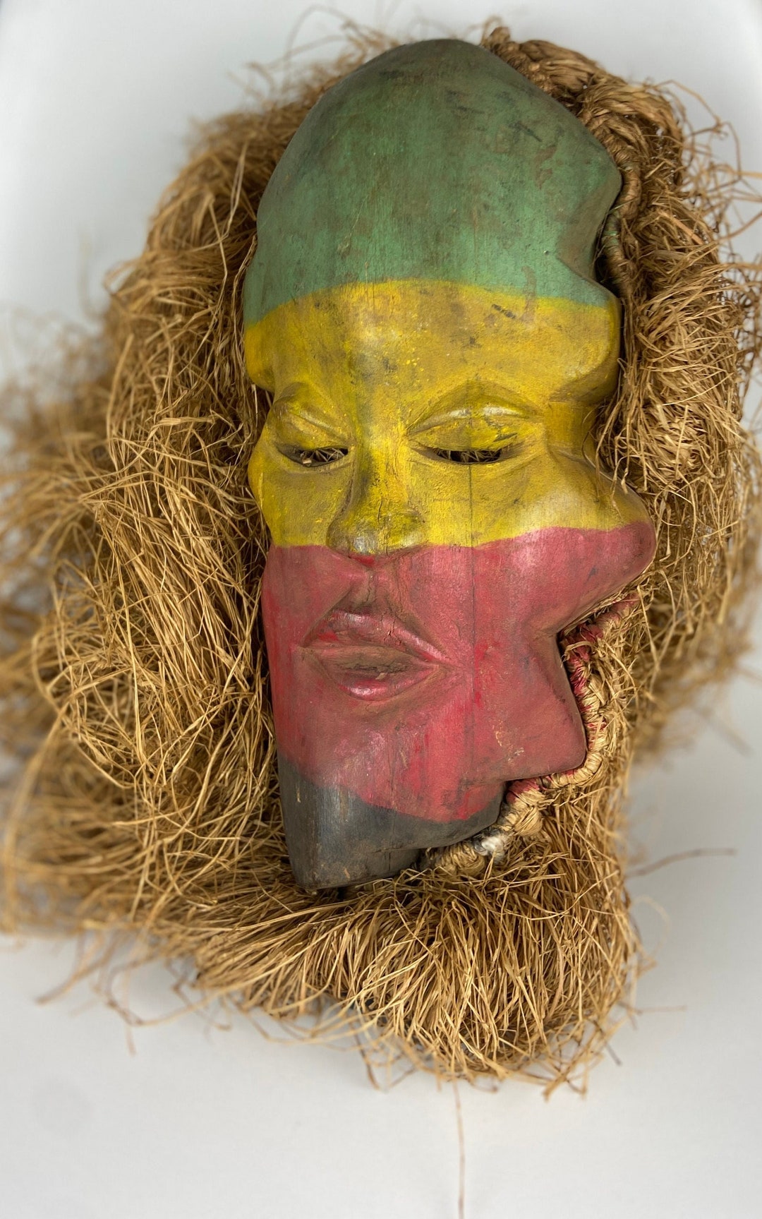African Map Mask With Raffia – the Democratic Republic of Congo Flag ...