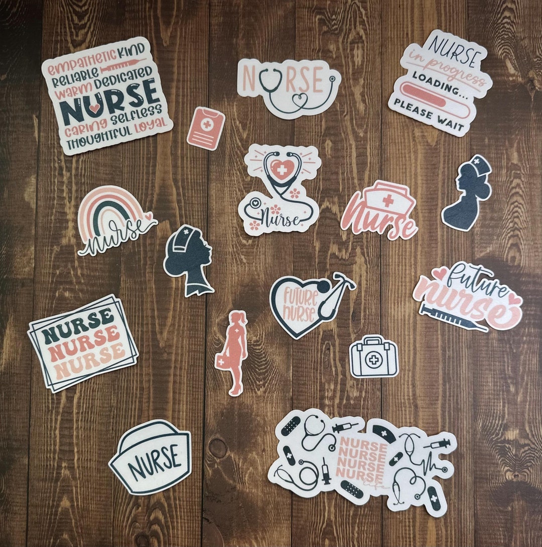 Pack of 16 Cute Vinyl Decal Stickers for New Nurses & Nursing Students ...