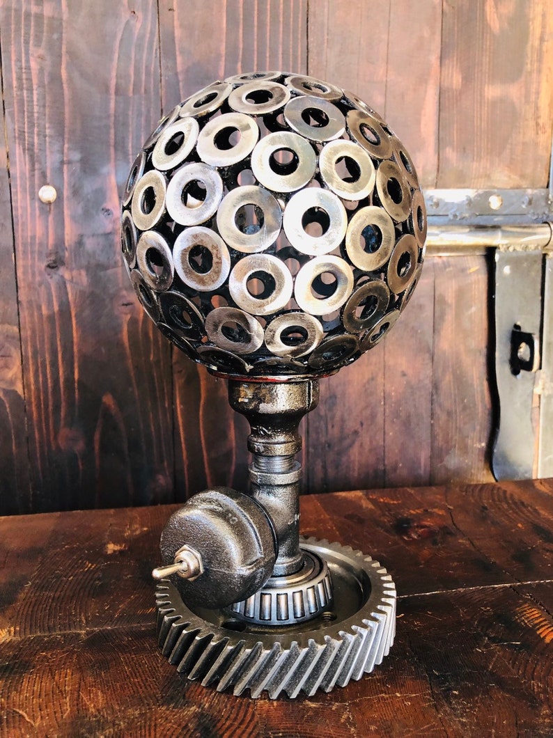 Steampunk Table Lamp, Industrial Metal Gears, Edison Style - Etsy