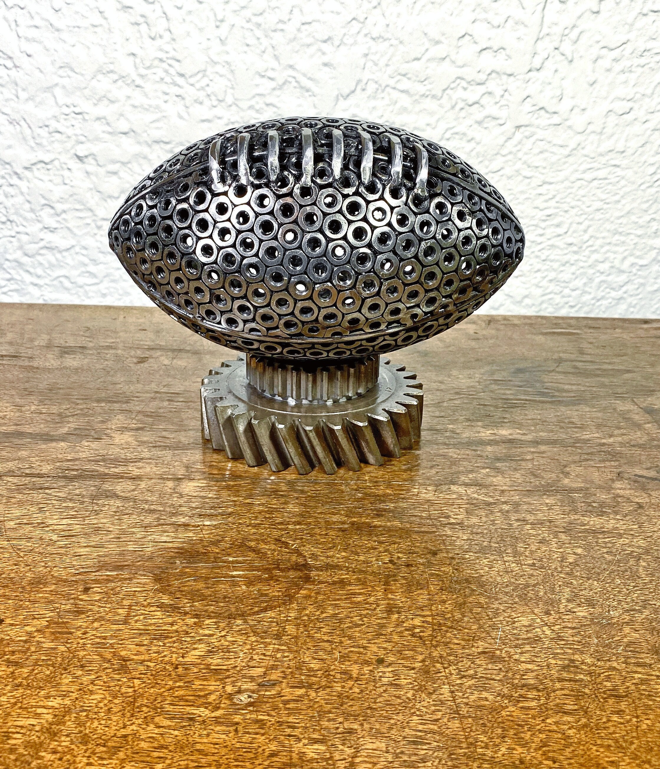 Welded Metal Nut Football Sculpture, Gear Base, Man Cave Decor - Etsy