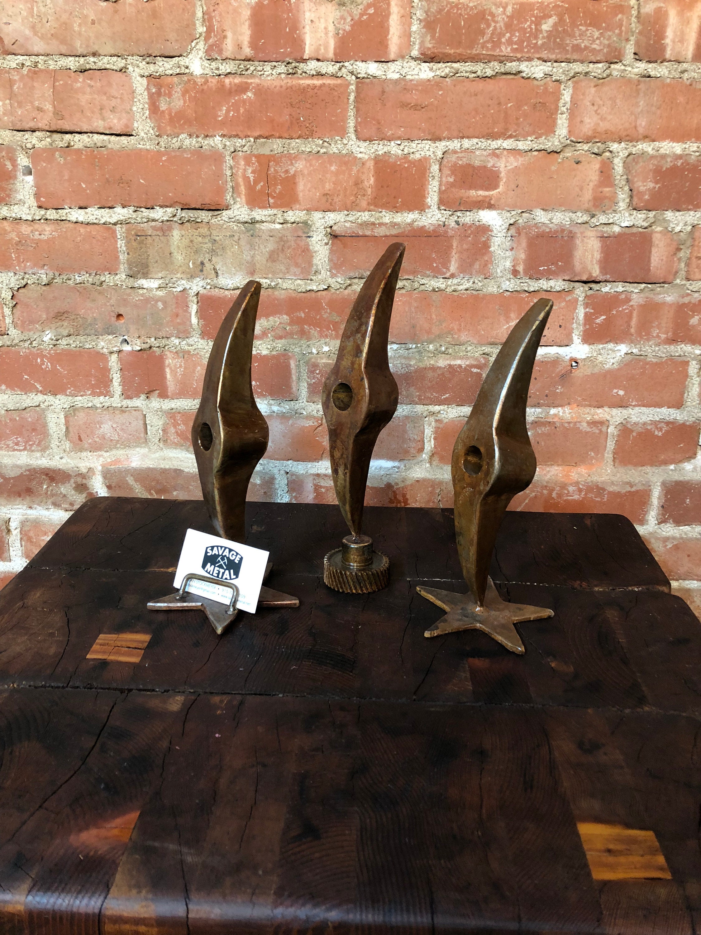 Handmade Miner Pick Sculpture: Rustic Business Card Holder, Graduation ...