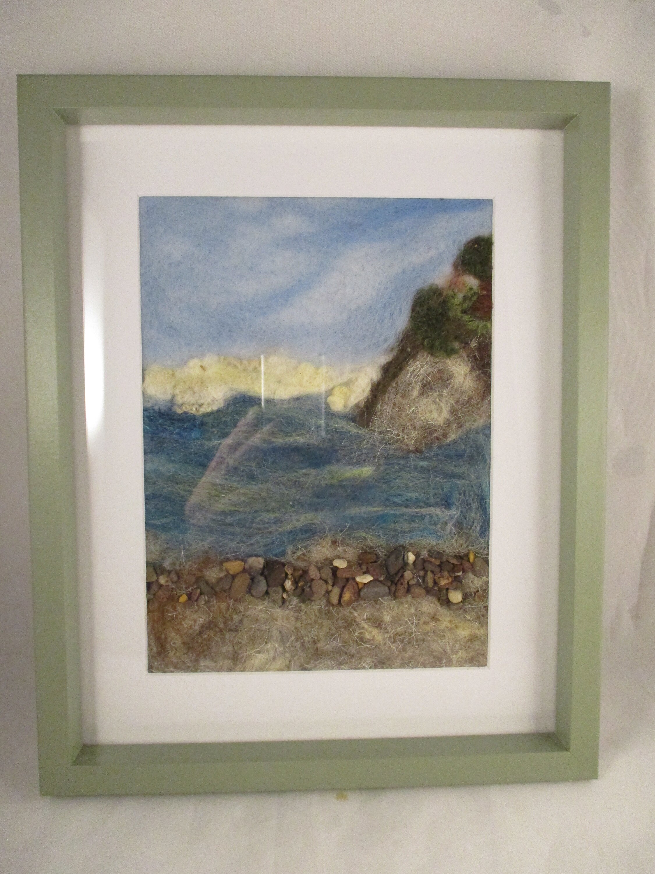 Wool Picture, Coastal Scene, Needle Felted Picture, Mixed Media Wall ...