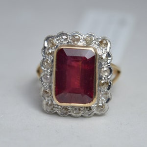 Antique Victorian Style Ruby Diamond Ring (925silver+14kgold) - Etsy