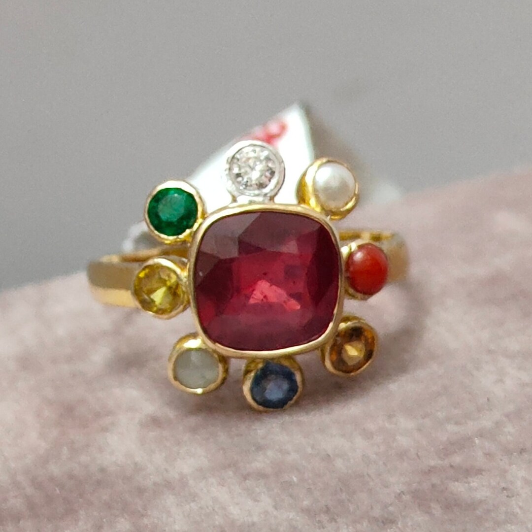Rare Navratna Gold Ring - Nine Planets - Handmade Ring to Strengthen ...