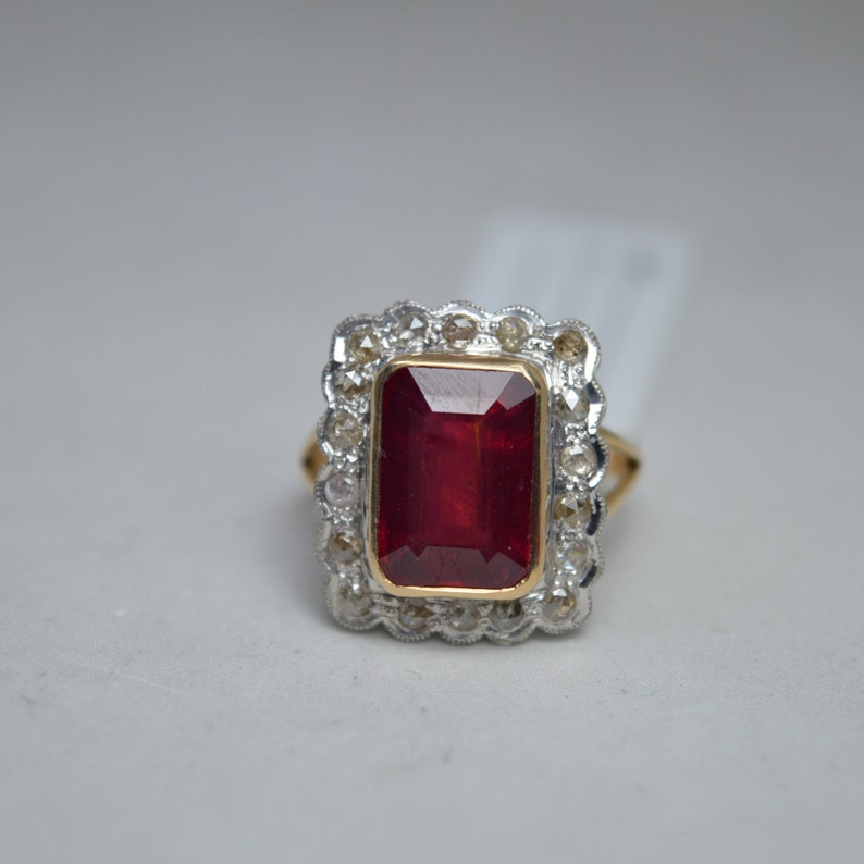 Antique Victorian Style Ruby Diamond Ring (925silver+14kgold) - Etsy