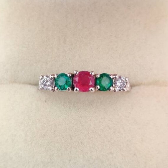 Rare Antique Vintage Natural Emerald Ruby Diamond Rin… - Gem