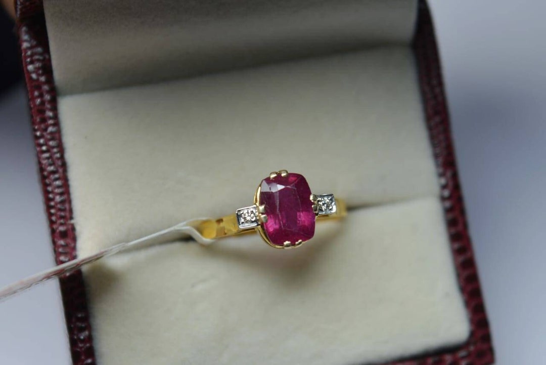 Vintage Handmade Natural Ruby Diamond Ring - Gemstone Jewelry - Ethnic ...
