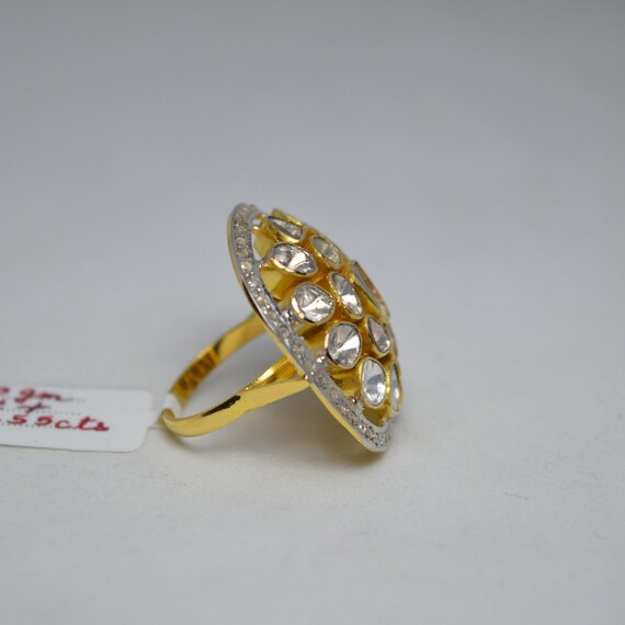 BIG Ethnic Vintage Style Polki Diamond Gold Ring - 14… - Gem